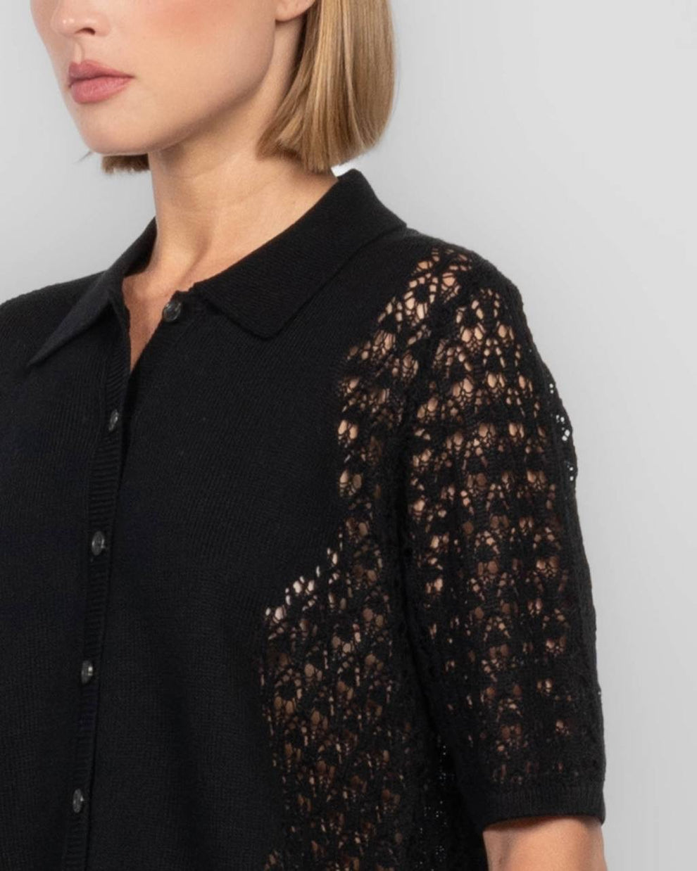 MM Lace Polo Cotton-blend Short sleeve Cardigan Top – Classy Couture (SG)
